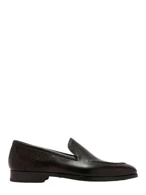 Magnanni Topstitched Leather Loafers - Brown