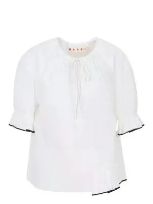 MARNI Drawstring Pleated-Neck Blouse