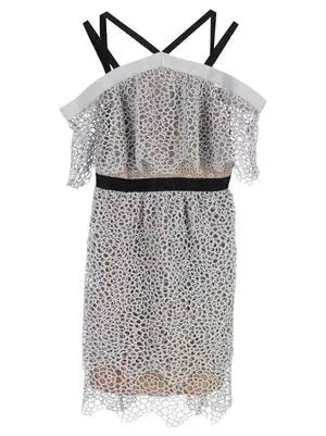 SELF-PORTRAIT Floral Lace Mini Dress - Grey