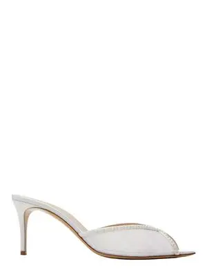 ANDREA WAZEN Katy Lace Pearl Mules - White