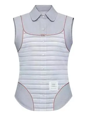 Thom Browne Striped Sleeveless Shirt - Grey