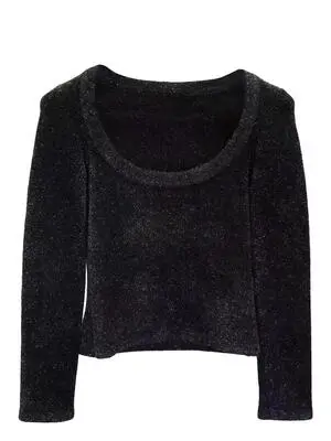 Alaïa Scoop-neck Long-sleeve Sweater - Black