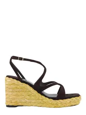 JIMMY CHOO Ayla Raffia Wedged Sandals - Brown