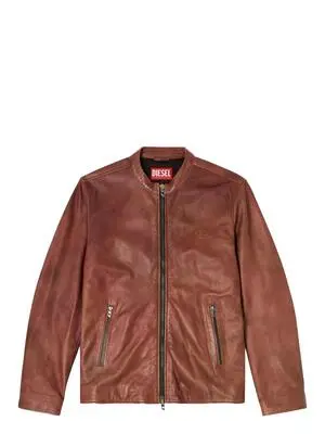 DIESEL® L-tad-bkbx Leather Jacket - Brown