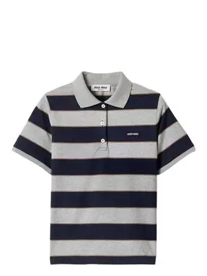 Miu Miu Striped Polo Shirt - Blue