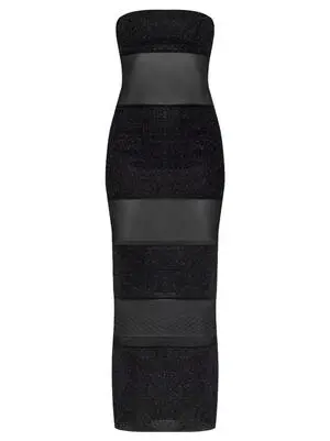 Oseree Sheer-panel Strapless Maxi Dress - Black