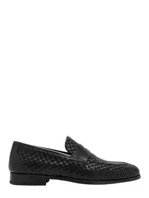 Magnanni Woven Penny Loafers - Black