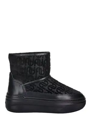 Furla Logo Print Ankle Boots - Black