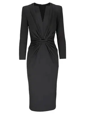 Giorgio Armani Knot-detail V-neck Dress - Black
