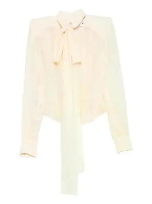 Elisabetta Franchi Tie-detail Pleated Top - Neutrals
