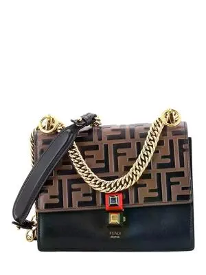 Fendi Kan I Embossed Leather Small Shoulder Bag - Brown