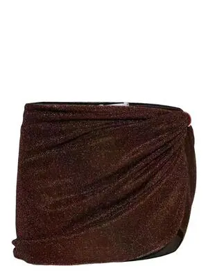 Oseree Draped Embellished Mini Skirt - Brown