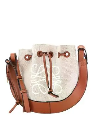 Loewe Horseshoe Anagram Canvas And Leather Crossbody Bag - Brown