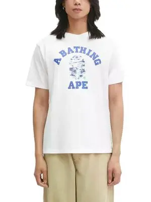 A BATHING APE Palm Tree Camo College Graphic-print T-shirt - White