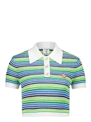 CASABLANCA Striped Button-Up Polo Shirt
