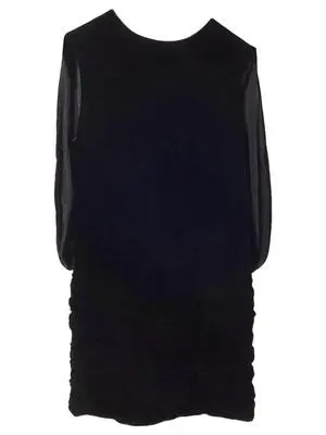 Saint Laurent Velvet Draped Mini Dress - Black