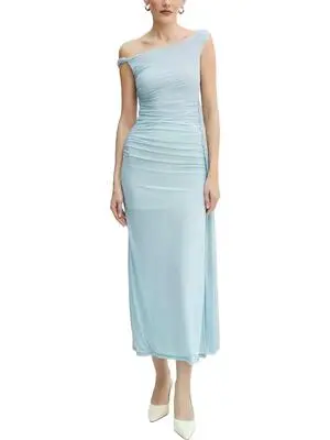Bardot Layana Asymmetric-neck Maxi Dress - Blue
