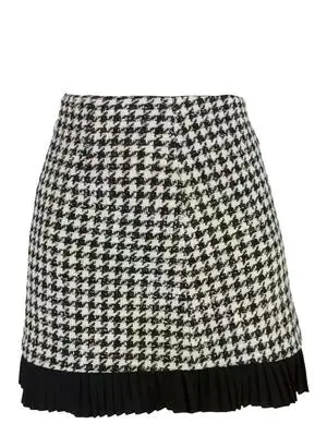 Sandro Houndstooth Mini Skirt - White