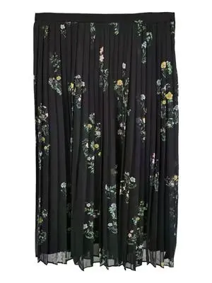 Max Mara Pleated Floral-print Skirt - Black