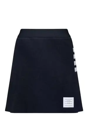 Thom Browne Thom Browne Textured Piqué 4-Bar Pleat Mini Skirt Blue