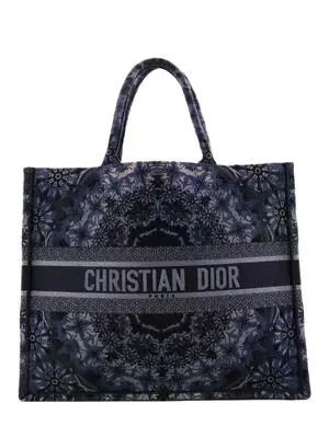 Dior Book Embroidered Canvas Large Tote Bag - Blue
