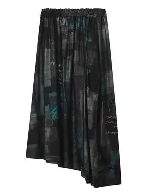Y’s Printed Asymmetric Skirt - Black