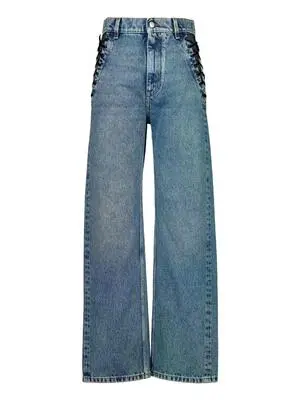 Stella McCartney Wide-leg Jeans With Lace-up Detail - Blue
