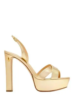 Jennifer Chamandi Leonardo 130 Criss Cross Heeled Sandals - Gold