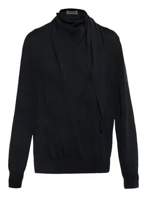 JIL SANDER Roll-neck Draped Sweater - Black