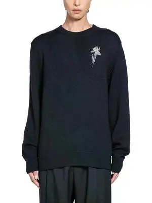 Givenchy Crystal Flower Wool Sweater - Black