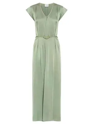 FORTE_FORTE V-neck Belted Dress - Green