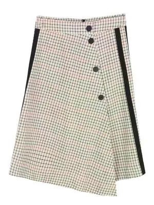Maje Plaid Pattern Asymmetric Midi Skirt - Neutrals
