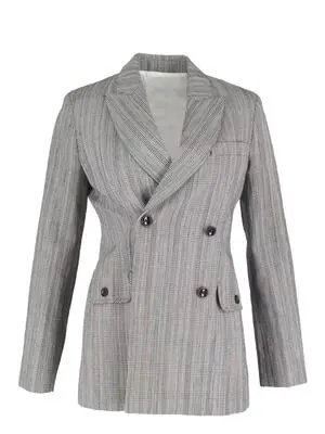 JOSEPH Houndstooth Double-breasted Blazer - Grey