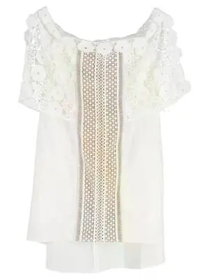 SELF-PORTRAIT Floral-lace Off-shoulder Dress - White