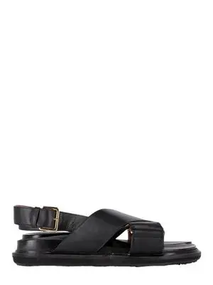 Marni Fussbett Criss-cross Leather Sandals - Black