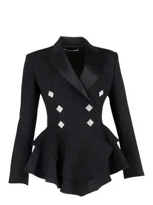 Alessandra Rich Embellished Peplum Jacket - Black