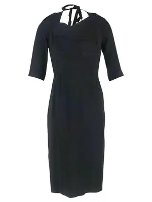 Roland Mouret Panelled Tie-neck Midi Dress - Black