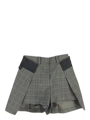 Sacai Layered Checked Shorts - Grey
