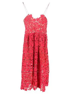 SELF-PORTRAIT Azalea Lace Midi Dress - Red
