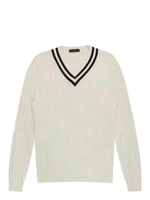 ZANONE Cable-knit V-neck Sweater - White