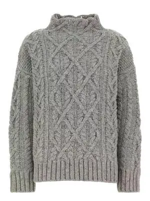 JIL SANDER Cable-knit Wool Sweater - Grey
