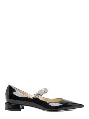 JIMMY CHOO Bing Crystal-embellished Flat Pumps - Black