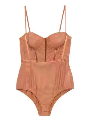 Zimmermann Ribbon-trim Corset Bodysuit - Orange