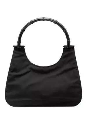 Gucci Nylon Bamboo Handbag - Black