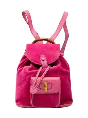 Gucci Suede Bamboo Backpack - Pink