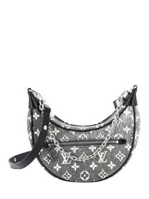 LOUIS VUITTON Loop Handbag Monogram Jacquard Denim Hobo Bag - Black