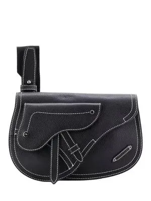 Dior Saddle Messenger Pouch Leather Crossbody Bag - Black