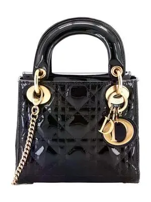 Dior Lady Cannage Quilt Mini Satchel - Black