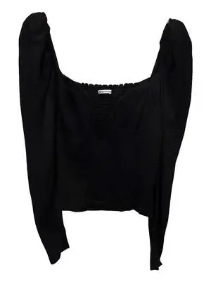 REFORMATION Puff-sleeve Blouse - Black