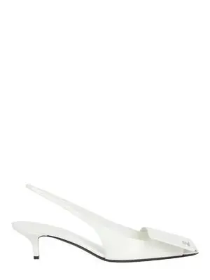 COURREGES 45mm Logo-plaque Slingback Pumps - White